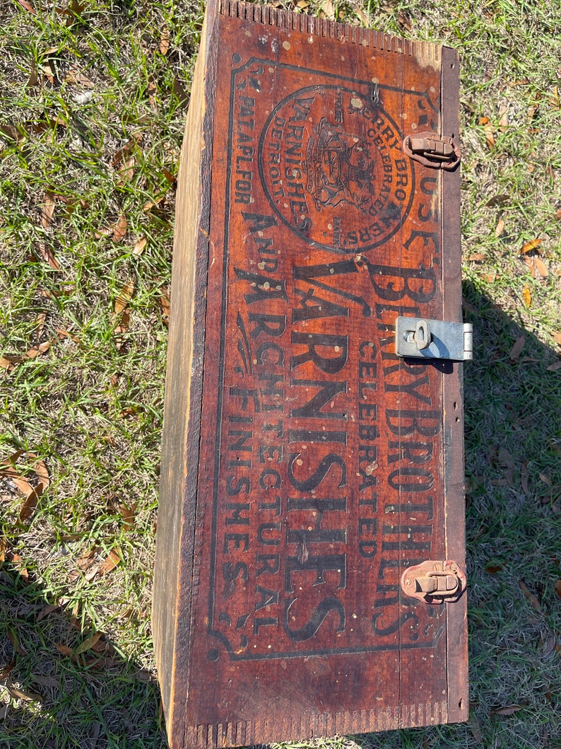 Antique Wood Box, Berry Brothers Varnish Crate, Industrial Box, Rustic ...