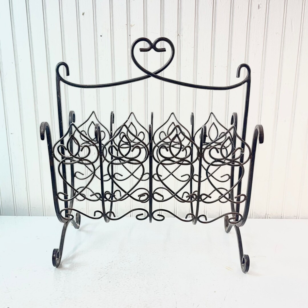 Magazine Holder, Magazine Rack, Organizer, Wrought Iron, Scroll, Metal ...