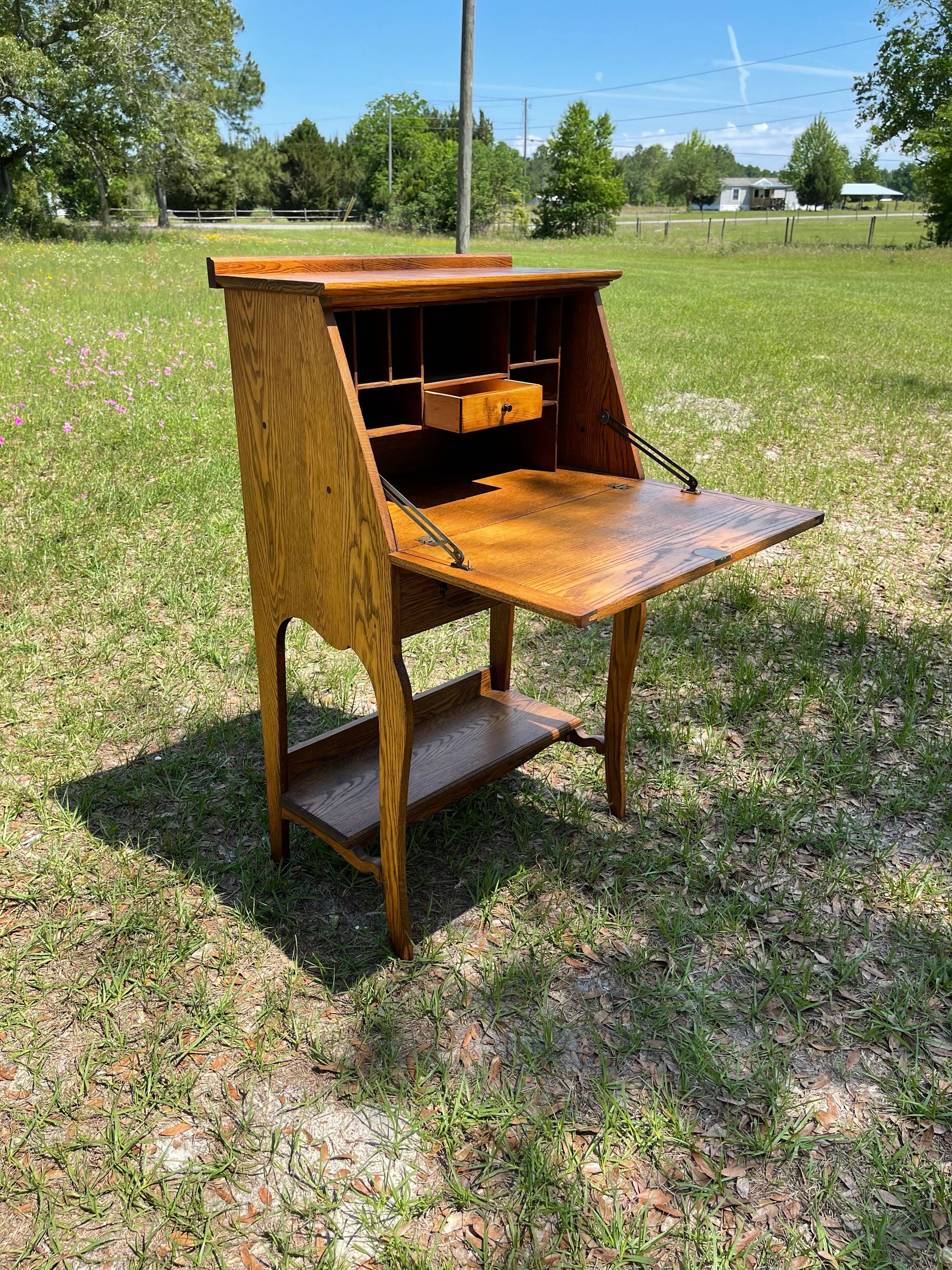 Antique Secretary Desk, Mission Craftsman Style Furniture, Slant Top ...