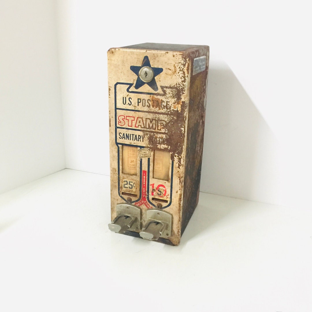 Vintage Metal Post Office Stamp Box, Vintage Stamp Machine, Coin ...
