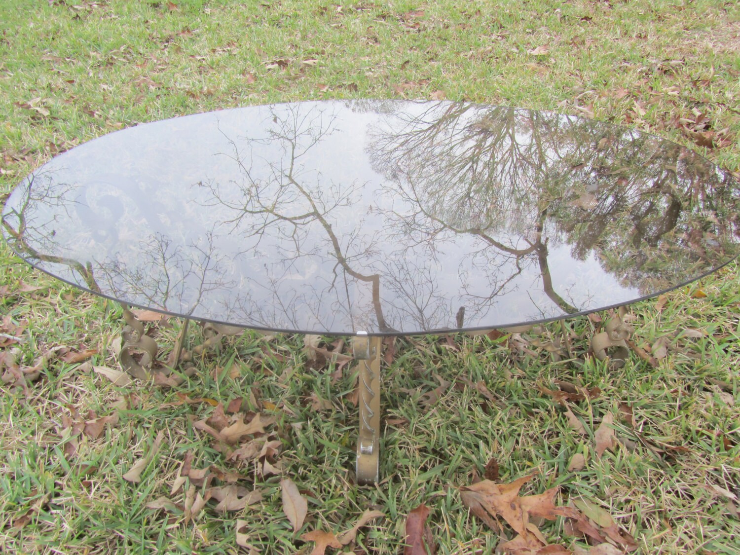 Metal Coffee Table Glass Top Table Gold Table Base Wrought - Etsy