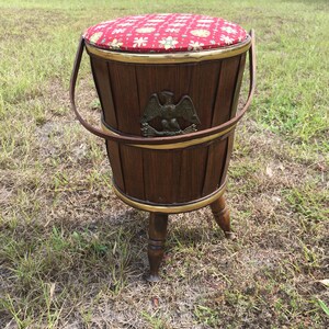 Vintage Sewing Bucket, Wood Bucket, Sewing Basket, Mid Century Decor ...