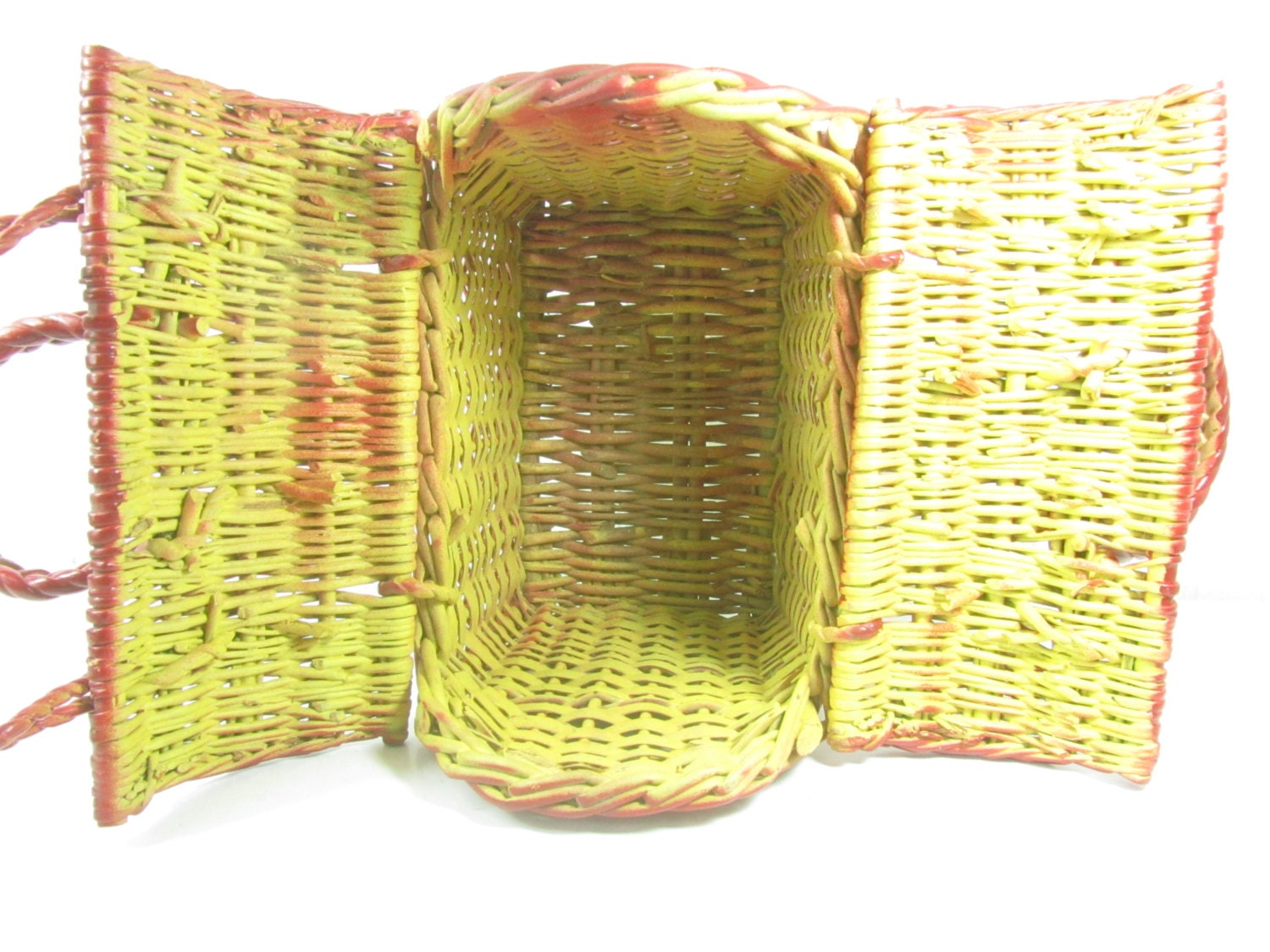 Vintage Purse, Wicker Purse, Straw Purse, Hand Bag, Red Purse, Purse ...