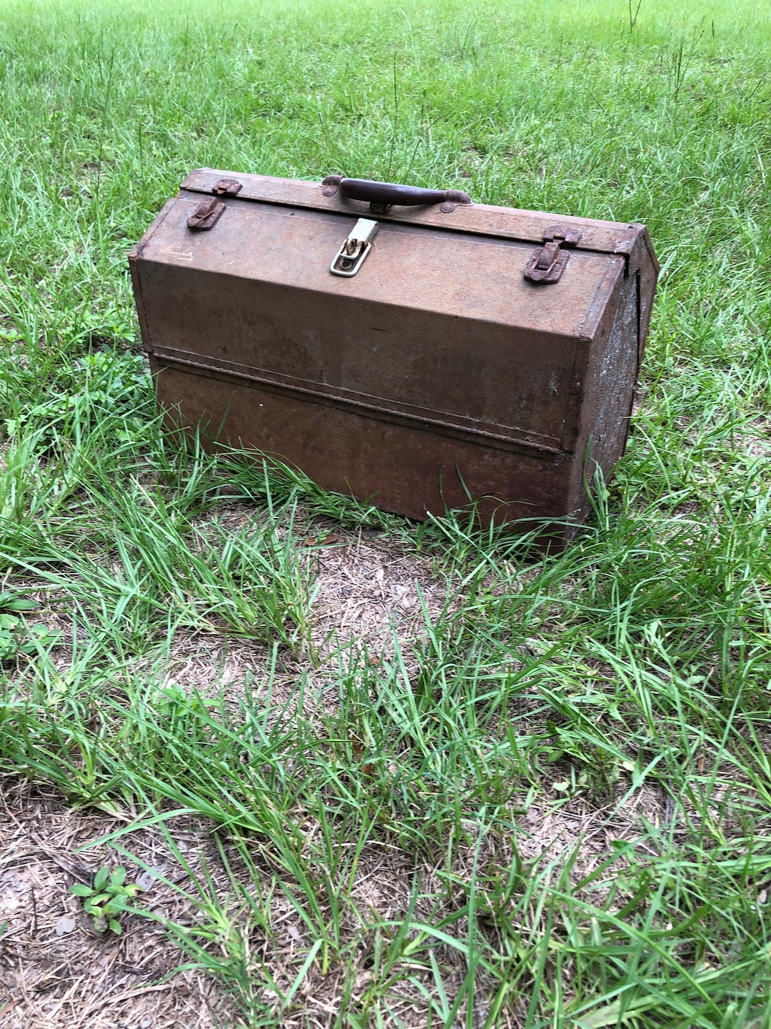 Vintage Metal Tool Box, Toolbox, Gray Metal Box, Metal Container ...