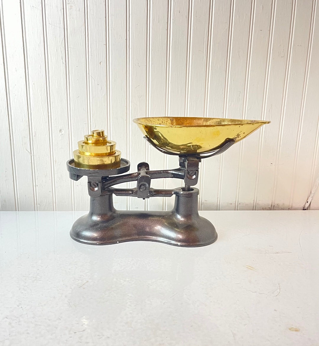 Antique Scale, Cast Iron Scale, General Store Scale, Brass Bowl, Brass ...