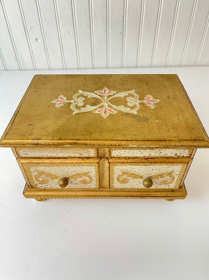 Florentine Jewelry Box Music Box Vintage Gold Wood - Etsy