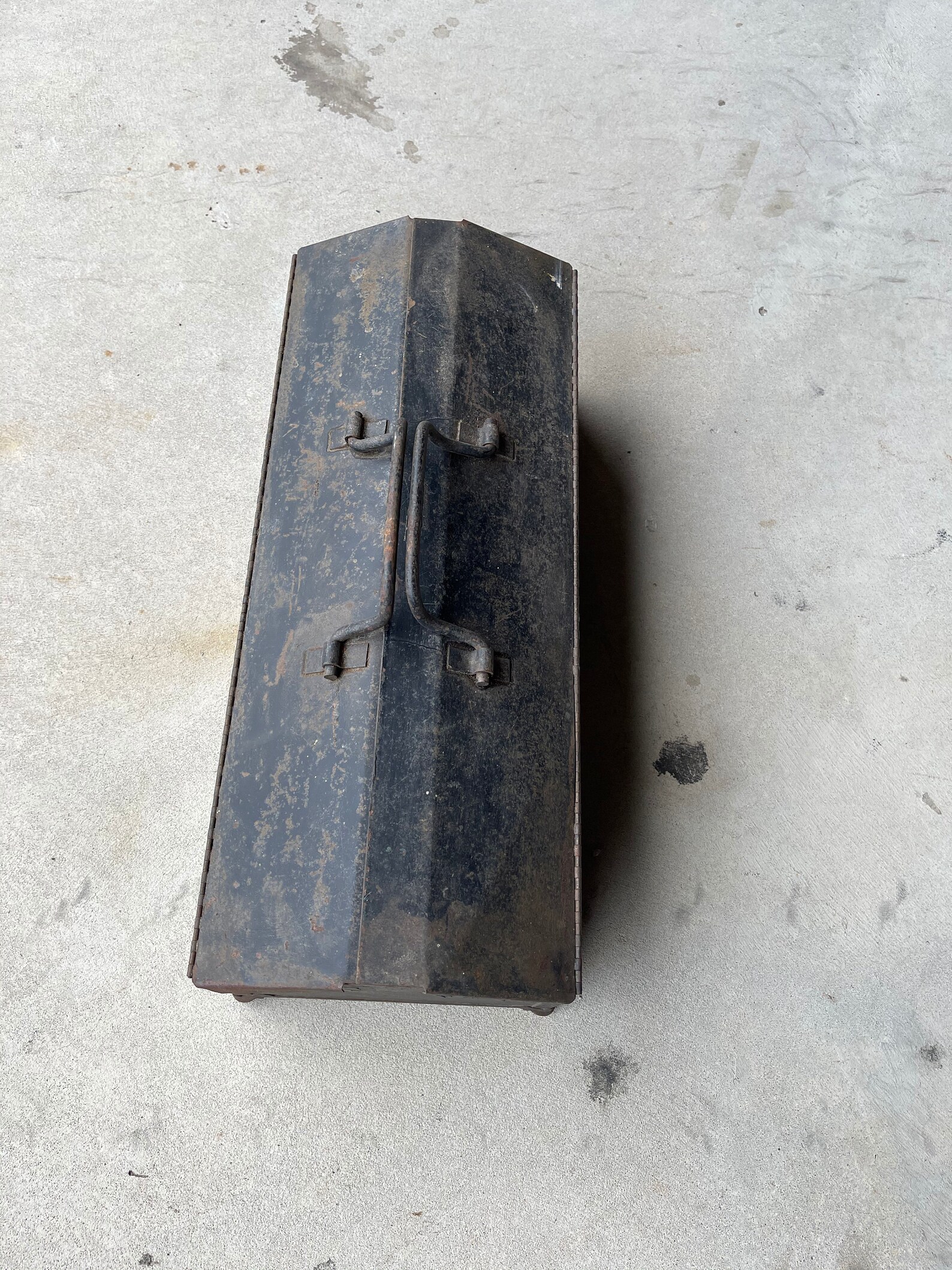 Vintage Metal Box Tool Box Black Metal Box Container Rusty | Etsy