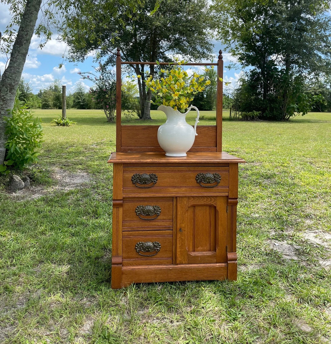 ANTIQUE Dry Sink, Dry Sink With Towel Rack, Wood Cabinet, Furniture ...