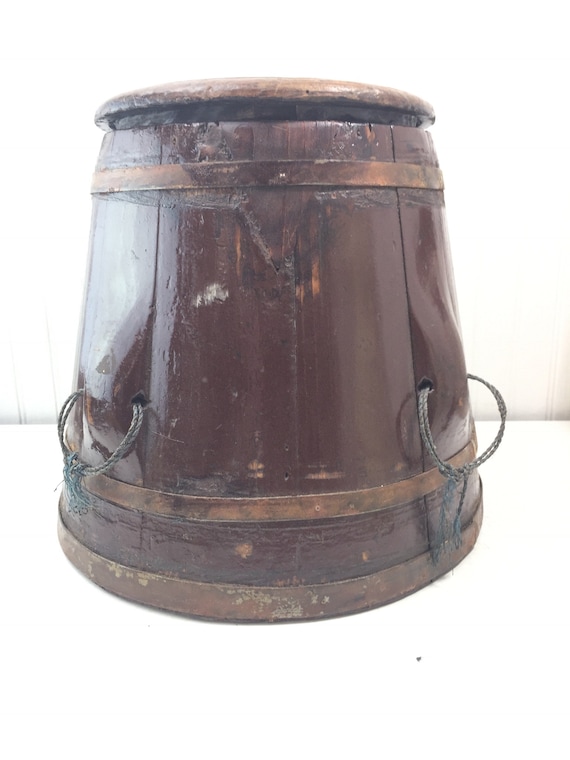 Antique Chinese Wood Bucket Asian Bucket Farmhouse Decor | Etsy