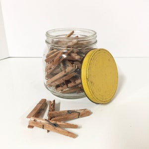 VINTAGE GLASS JAR, Jar of Clothes Pins, Vintage Clothes Pins, Laundry ...