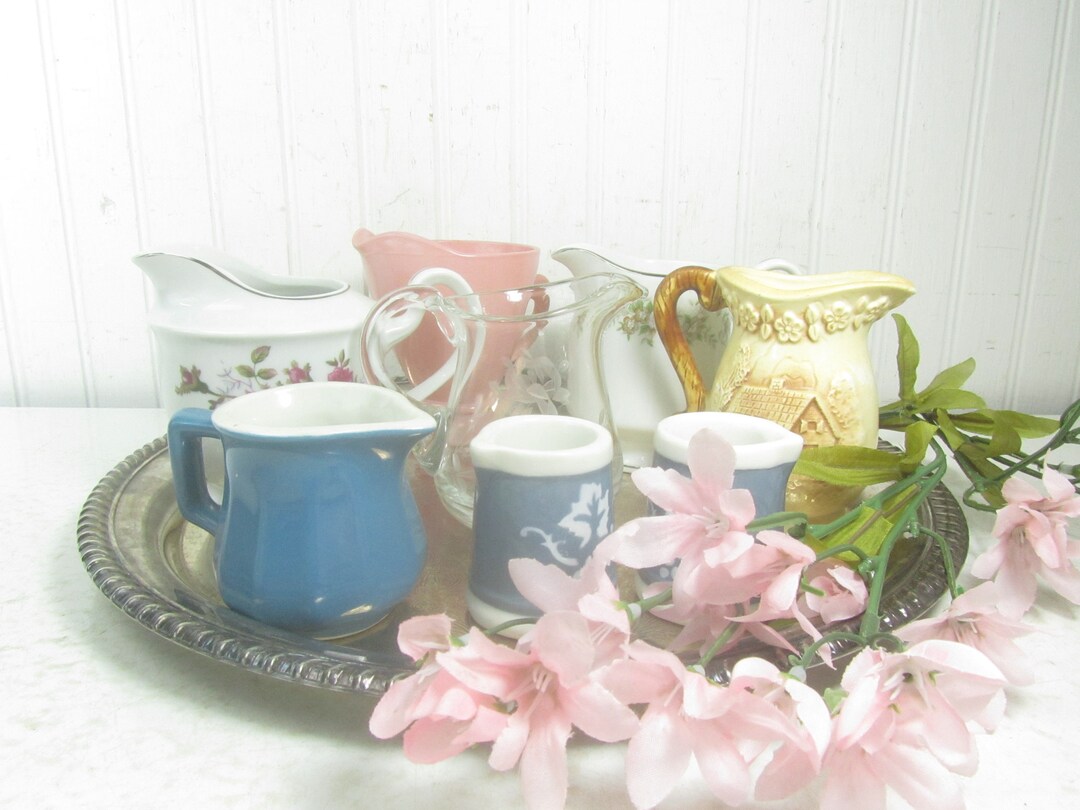 Creamer Set and Tray, 8 Creamers, Kitchen Decor, Vintage Kitchen ...