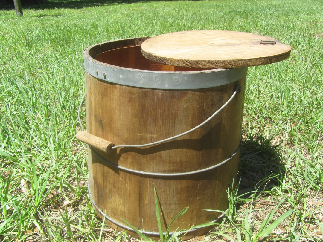 Antique Wooden Bucket, Firkin Style Bucket, Farmhouse Decor, Rustic ...