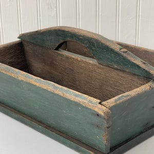 Wood Tool Caddy Box, Vintage Box, Silverware Caddy, Wood Centerpiece ...