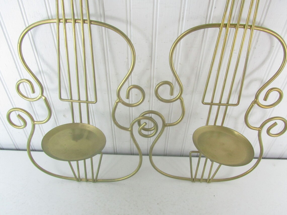 SHABBY CHIC DECOR, Metal Guitar Candle Holder, Rustic Candle Holder ...