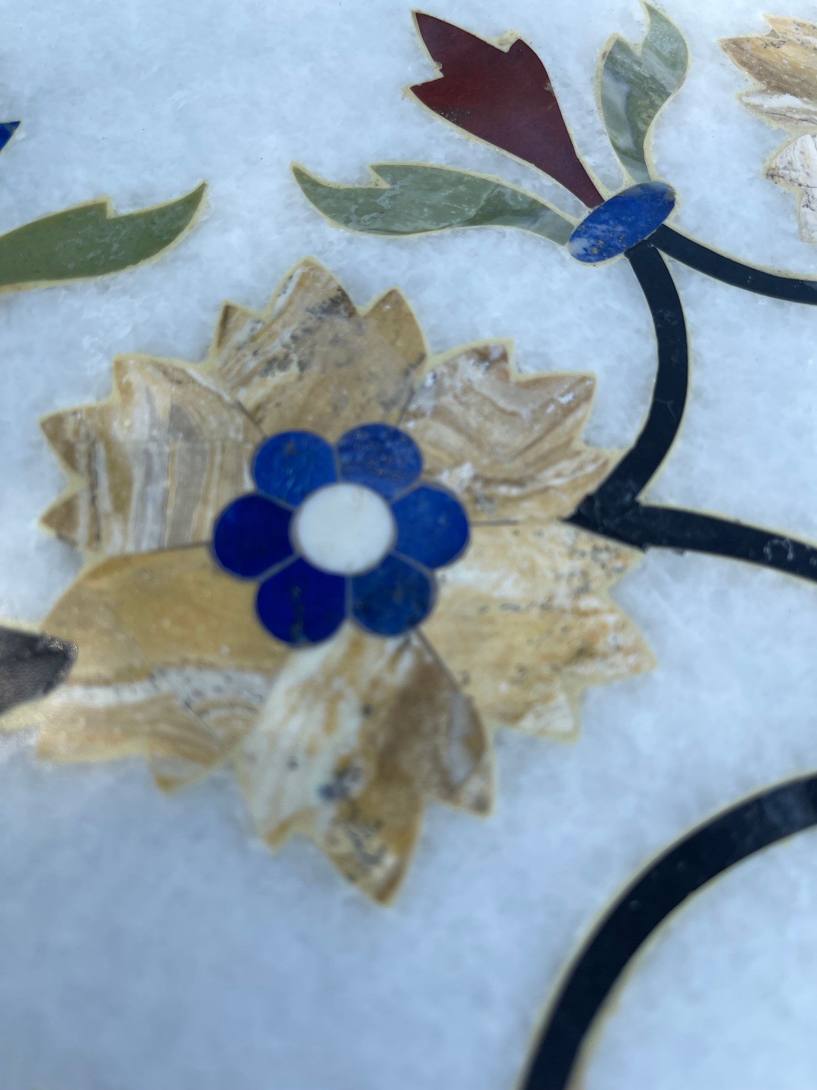 Vintage Marble Table Gem Stone Table Side Table Ornate - Etsy