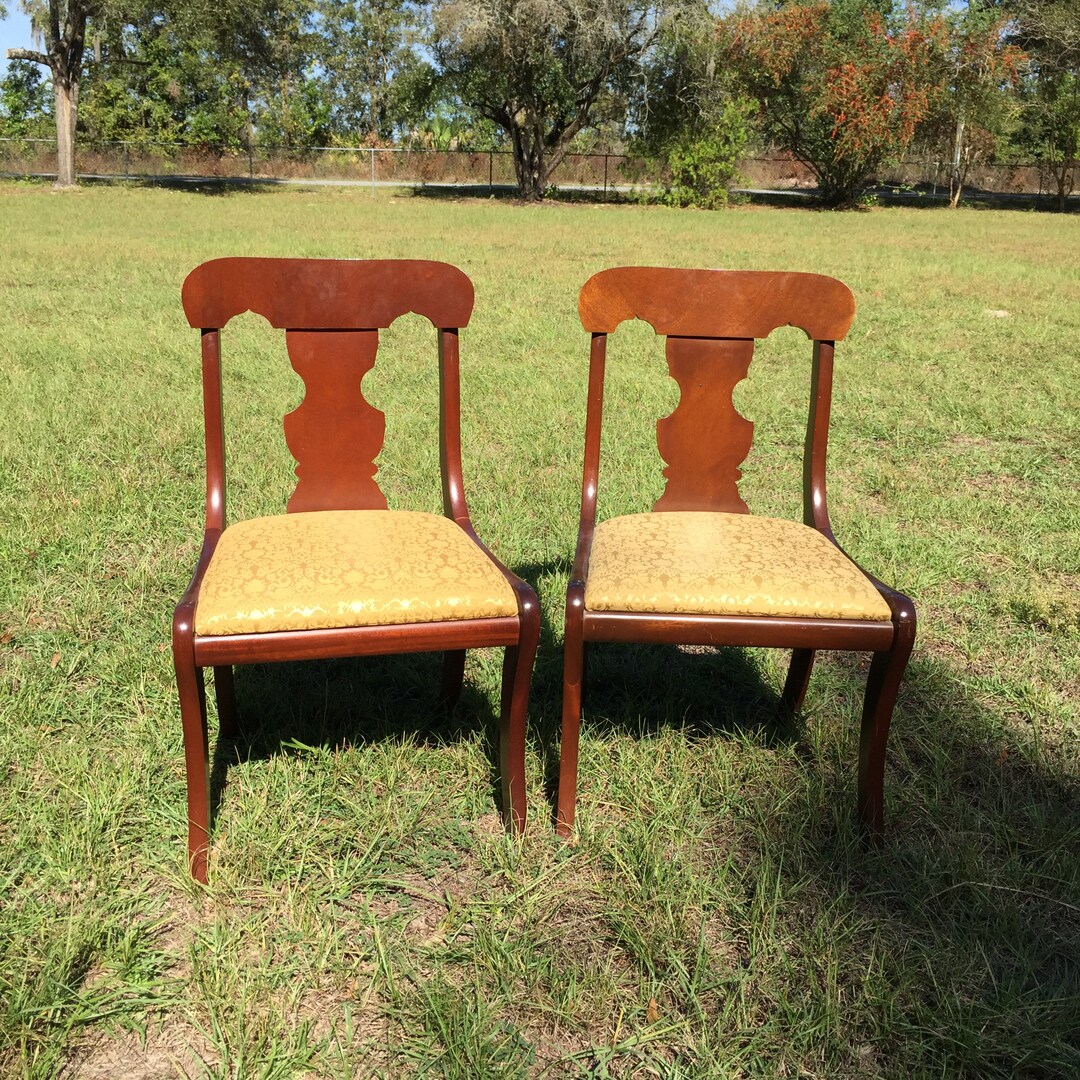 Vintage Chair, Wood Chair, Furniture, Dining Chair, Upholstered ...
