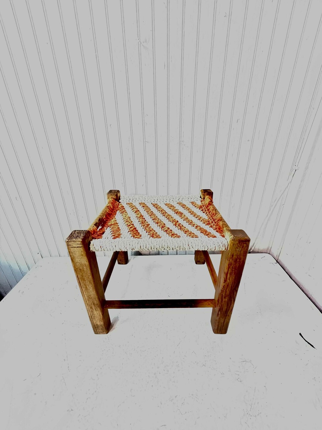 Viintage FOOTSTOOL, Ottoman, Farmhouse Foot Stool,vintage Decor, Orange ...