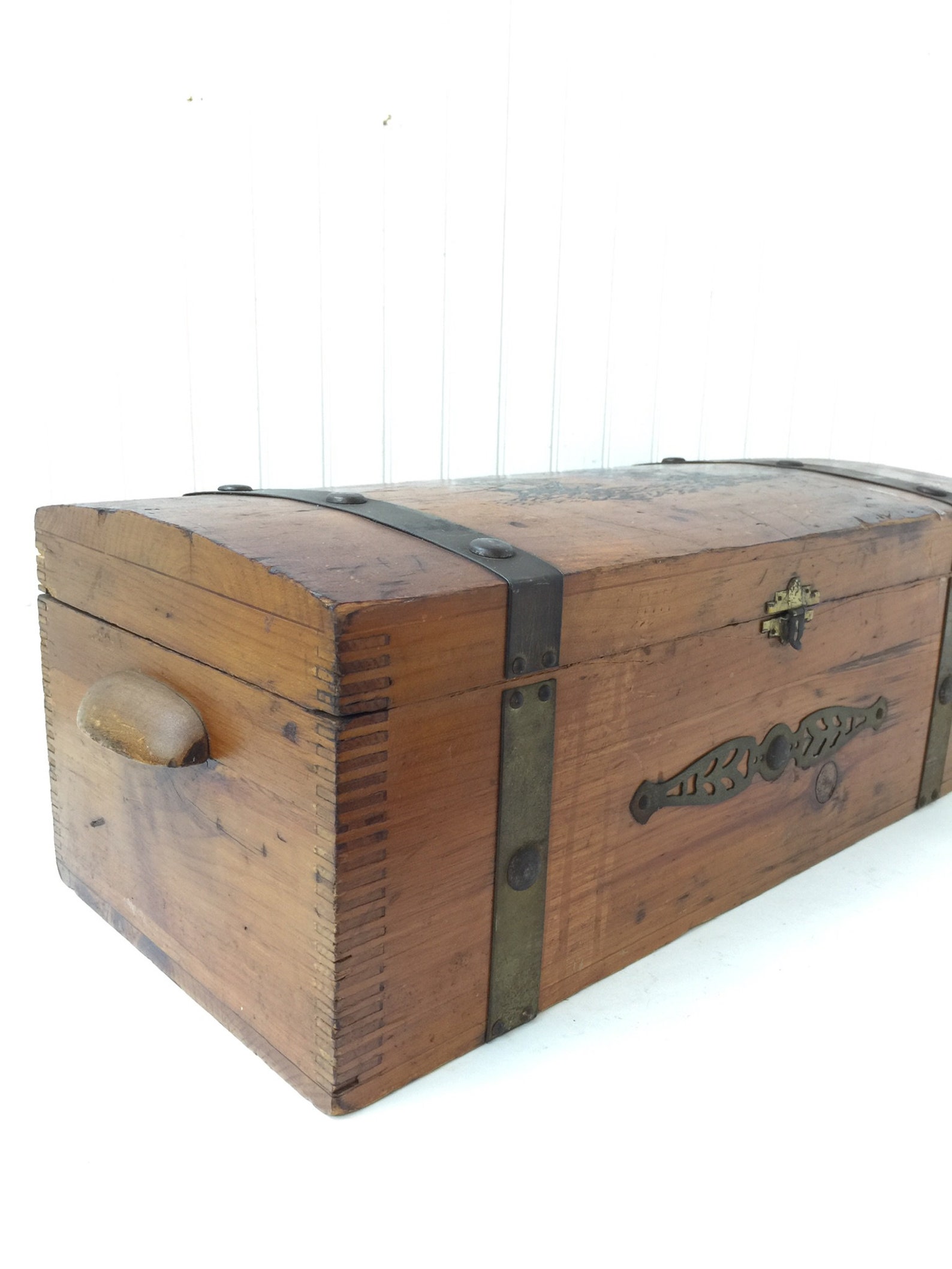 Vintage Wood Box, Ship Box, Cedar Box, Work Box, Hope Chest, Treasure ...