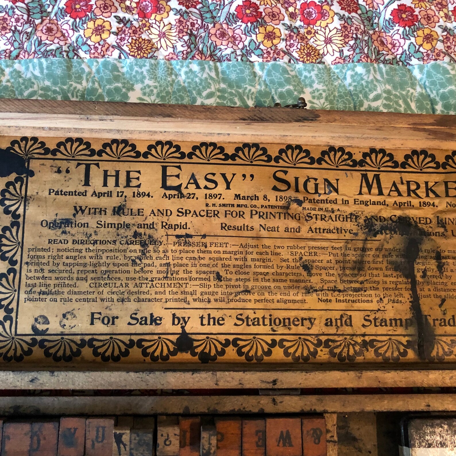 Antique Wood Letter Stamps, Wood Box, Sign Marker, Ruler, Office Decor ...