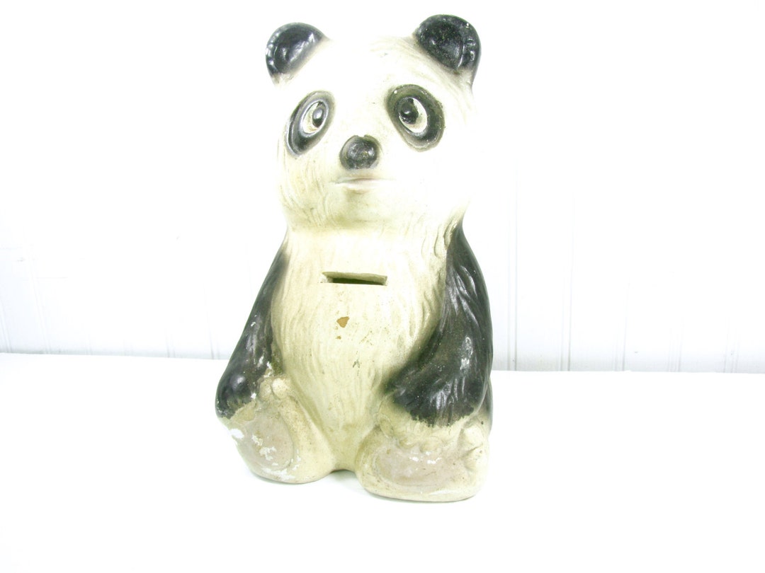 Vintage Bank, Panda, Bear, Piggy Bank, Whimsical, Nick Nack, Money Bank ...
