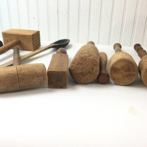 Primitive Wood Masher Collection, Wood Pestle, Vintage Kitchen Tools ...