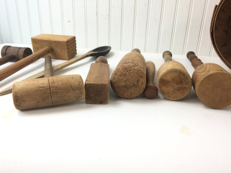 Primitive wood masher collection wood pestle Vintage kitchen | Etsy