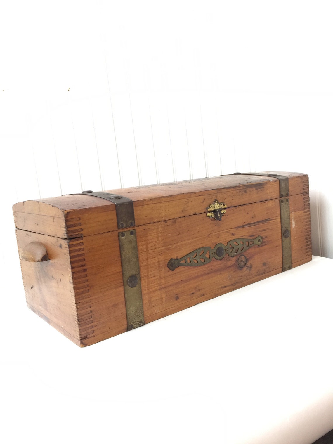 Vintage Wood Box, Ship Box, Cedar Box, Work Box, Hope Chest, Treasure ...