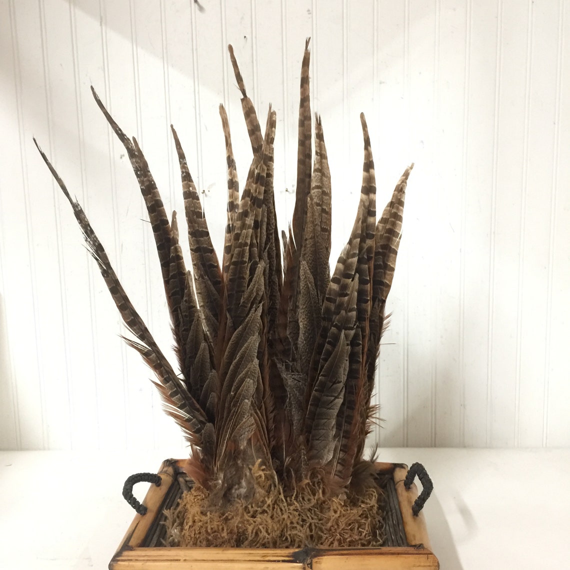 Vintage Feather Sculpture, Danish Modern Decor, Pheasant Feathers ...