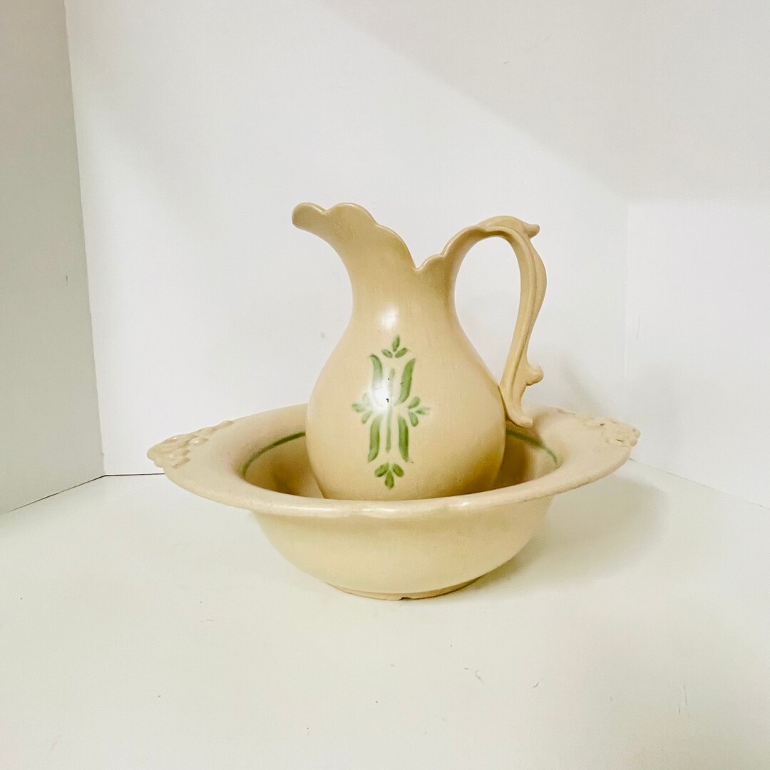 Vintage Large Royal Haeger Pitcher and Wash Bowl, French Water Pitcher ...