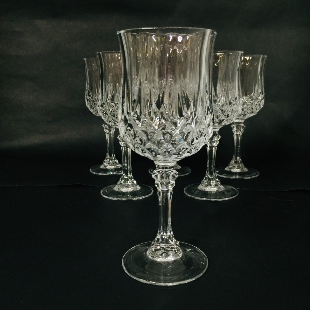 Crystal Wine Glasses Glass Wine Glass French Crystal Barware Thistle Cut Design T