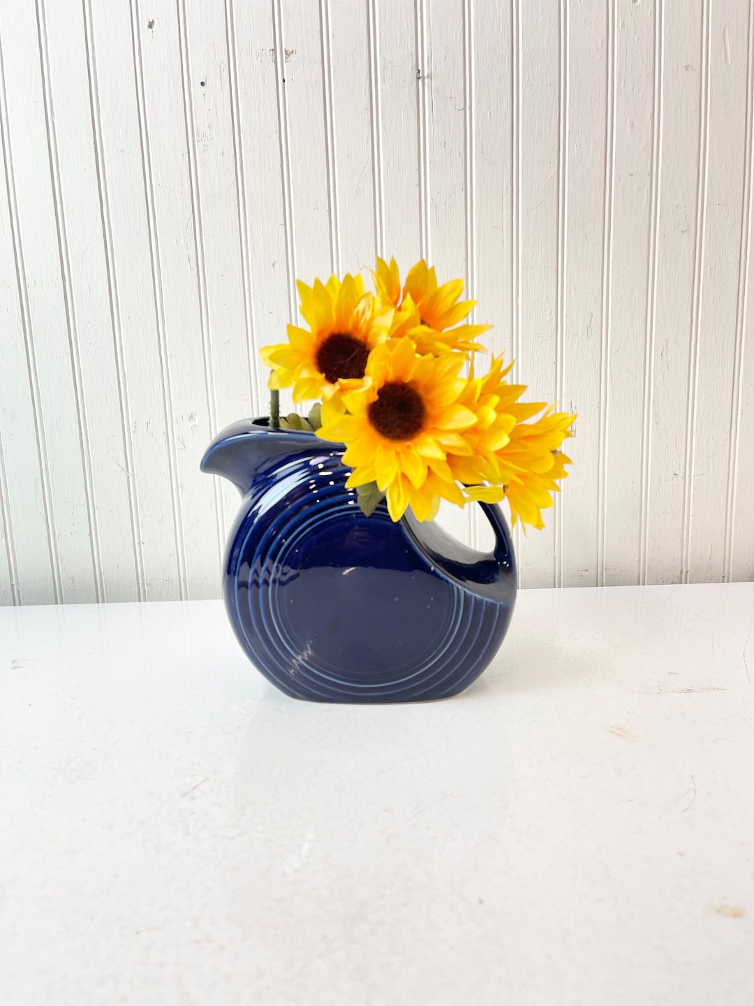 Vintage Fiesta Pottery, Cobalt Blue Pitcher, HL Pottery, Ceramic ...
