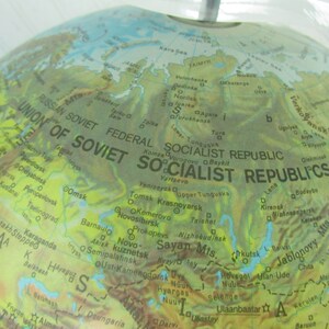 VINTAGE WORLD GLOBE, Globe, World Map, Lucite Stand, Mid Century ...