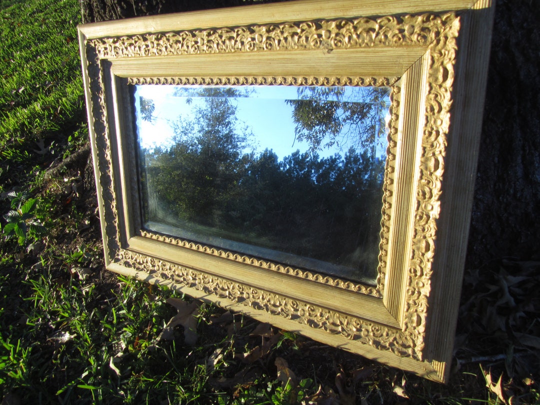 Antique Mirror, Vintage Mirror, Antique Frame, Wood Frame Mirror, Cream ...