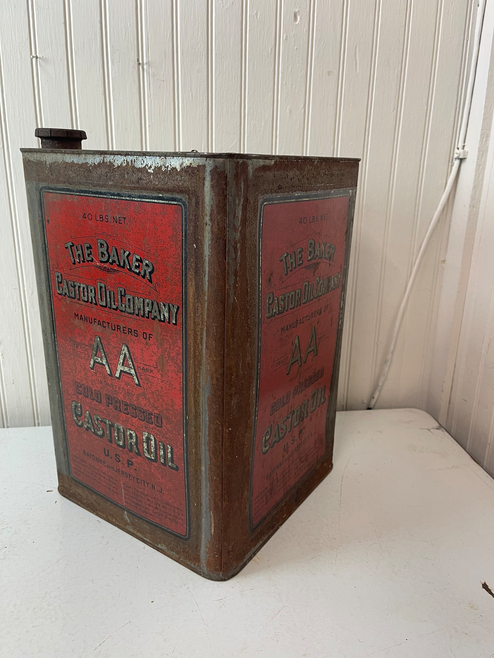 Antique Castor Oil Can, Vintage Advertising, Large Can, Metal Container ...