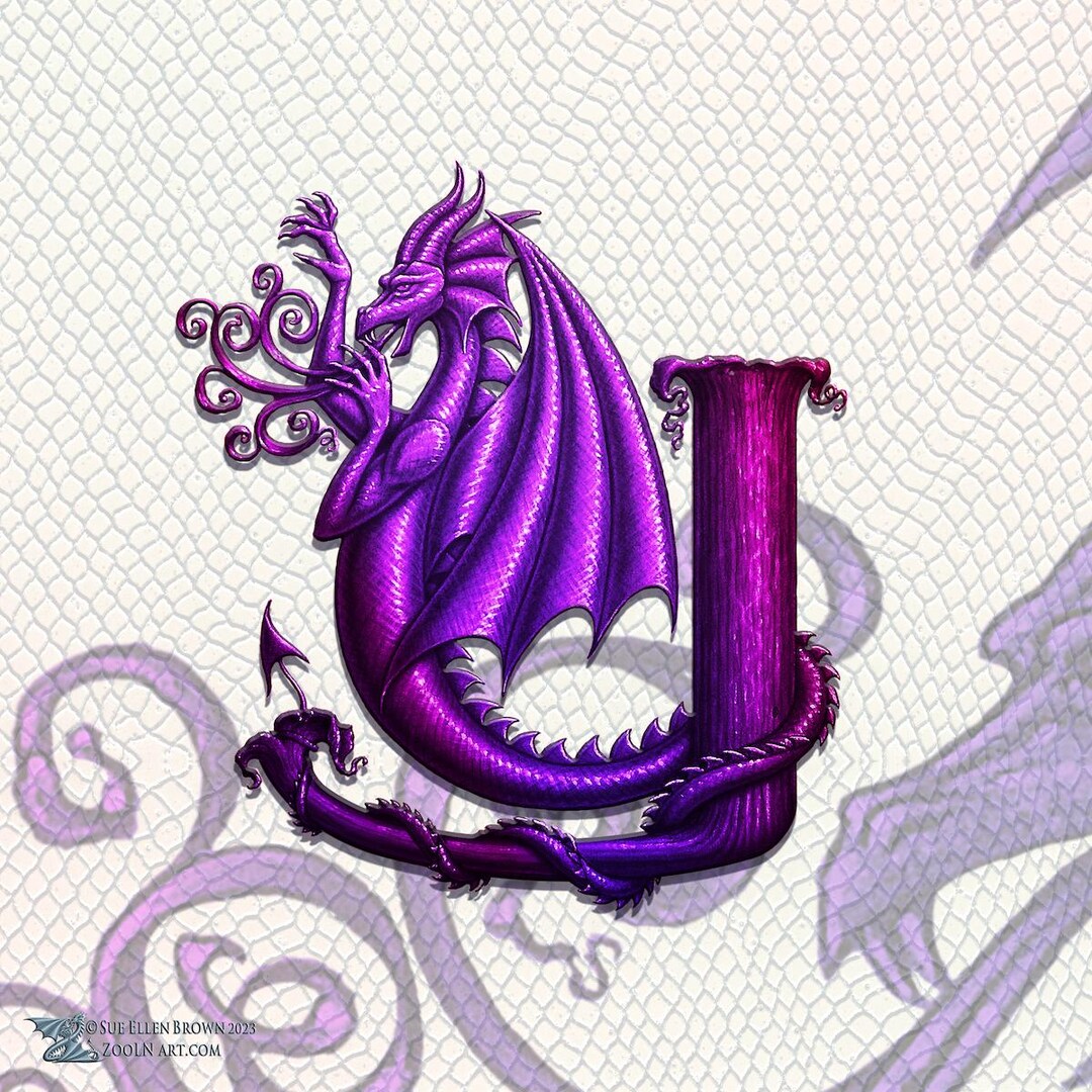 Dragon Letter "y", Art Print, an Ornate Fantasy Monogram From the ...