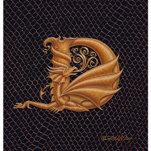 Dragon Letter "d" Art Print, an Ornate Fantasy Monogram From the ...