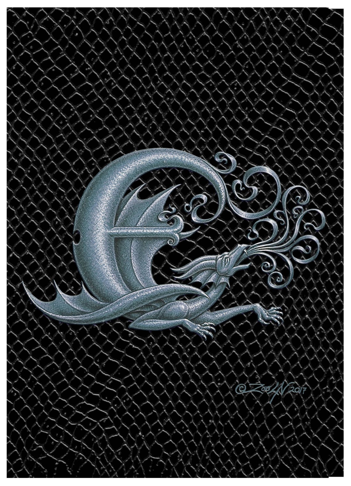 Dragon Letter "e" Art Print, an Ornate Fantasy Monogram From the ...