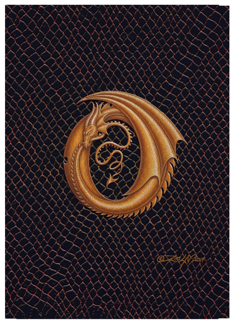 Dragon Letter o Art Print, an Ornate Fantasy Monogram From the ...