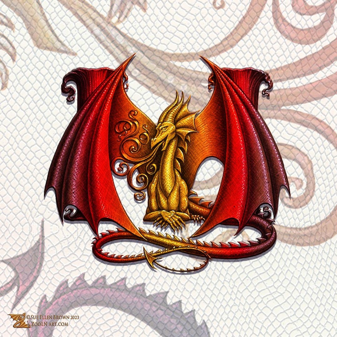 Dragon Letter "m" Art Print, an Ornate Fantasy Monogram From the ...