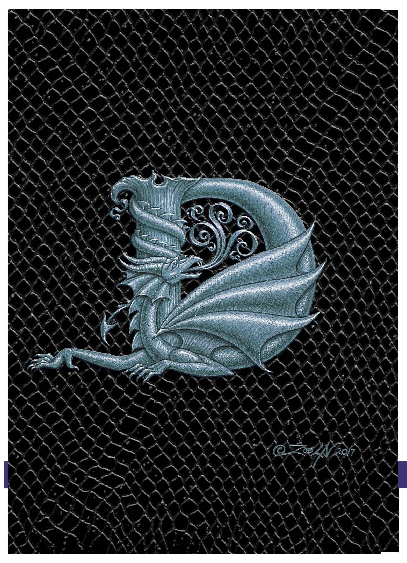 Dragon Letter "d" Art Print, an Ornate Fantasy Monogram From the ...