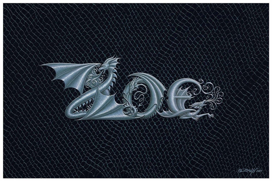 A Custom Three (3) Letter Dragon Monogram or Name - Etsy