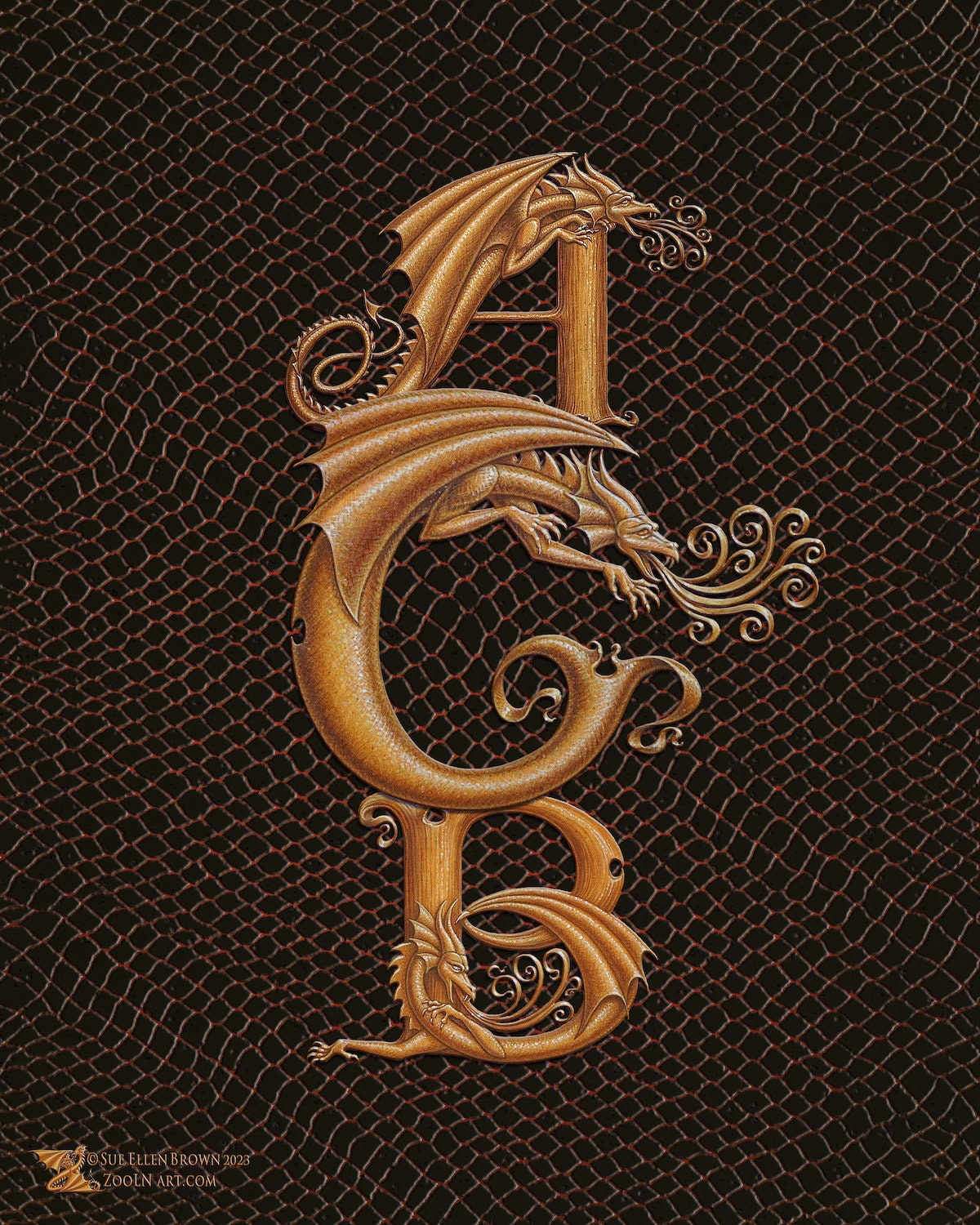 A Custom Three (3) Letter Dragon Monogram or Name - Etsy