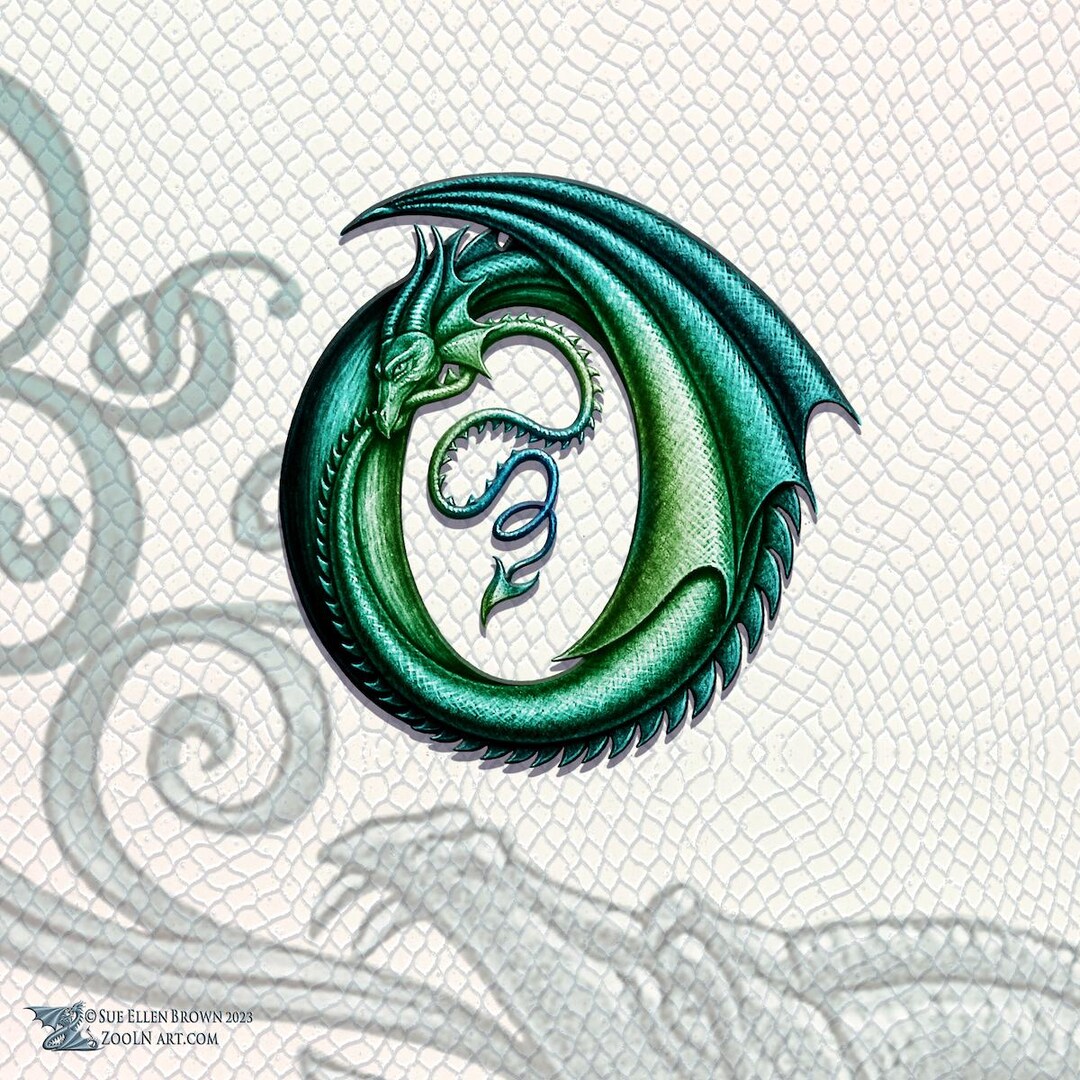 Dragon Letter "o" Art Print, an Ornate Fantasy Monogram From the ...
