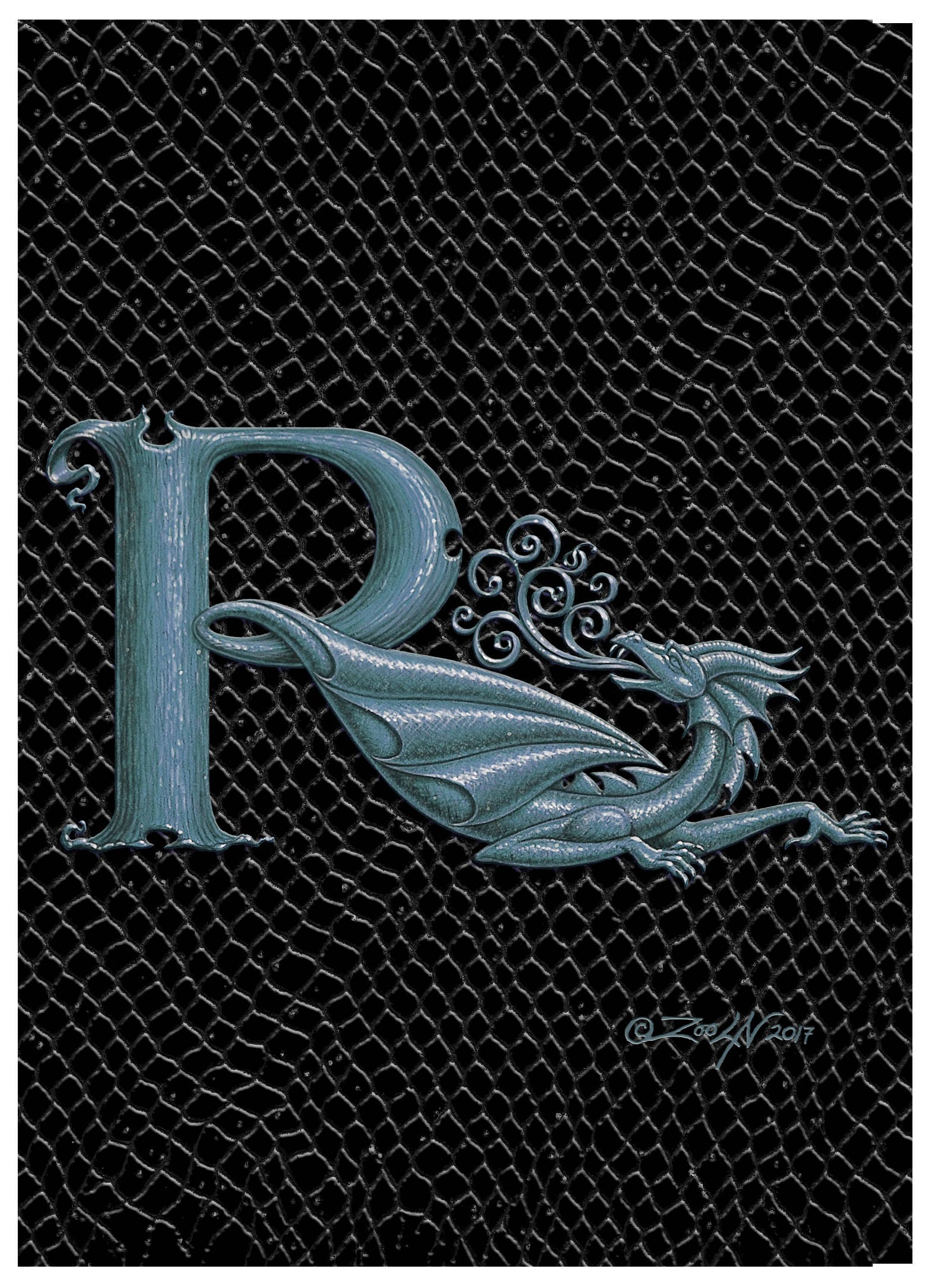 Dragon Letter "r" Art Print, an Ornate Fantasy Monogram From the ...