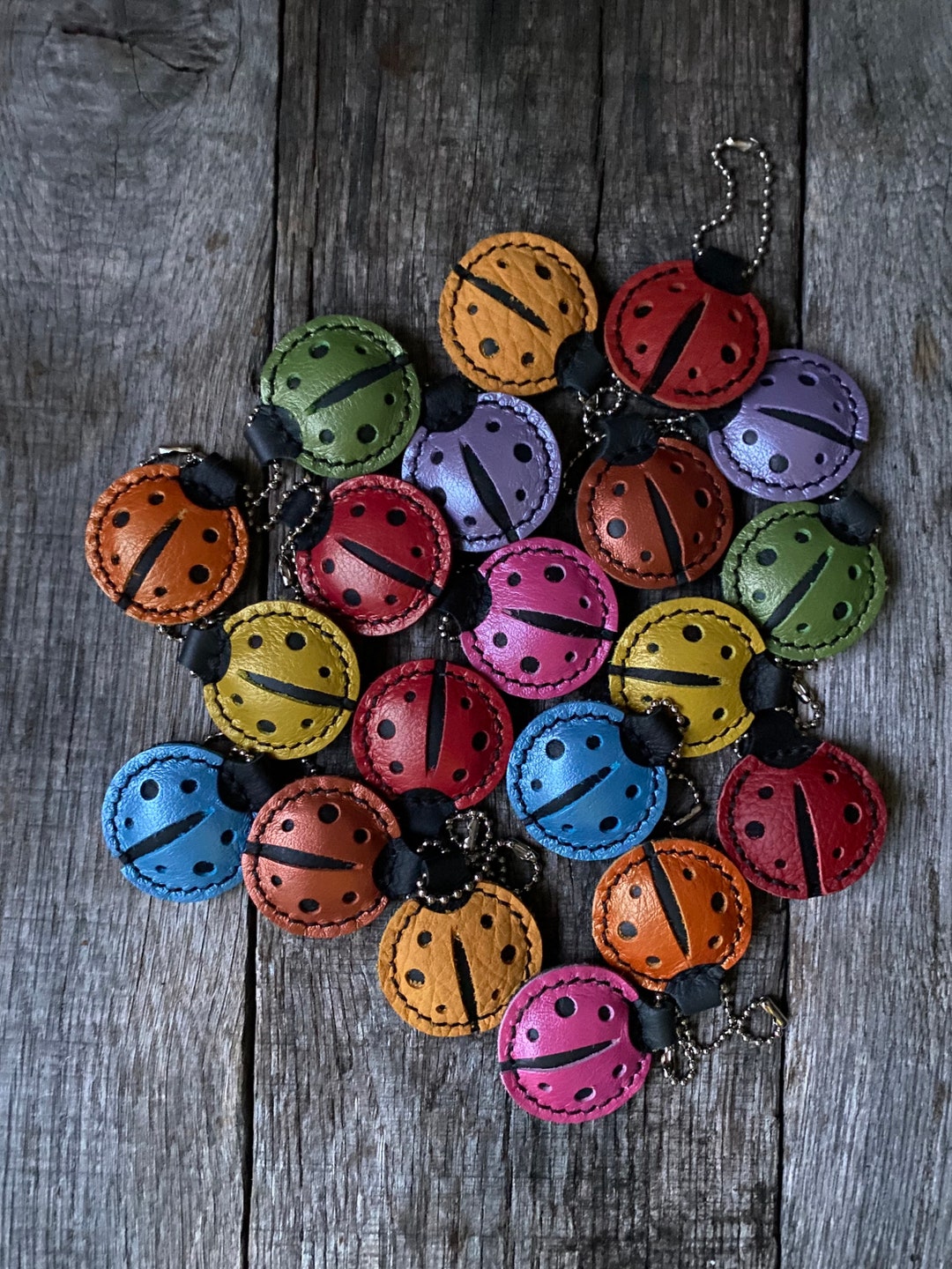Ladybug Leather Purse Pal, Bag Tag, Key Fob, AKA Ladybird - Etsy