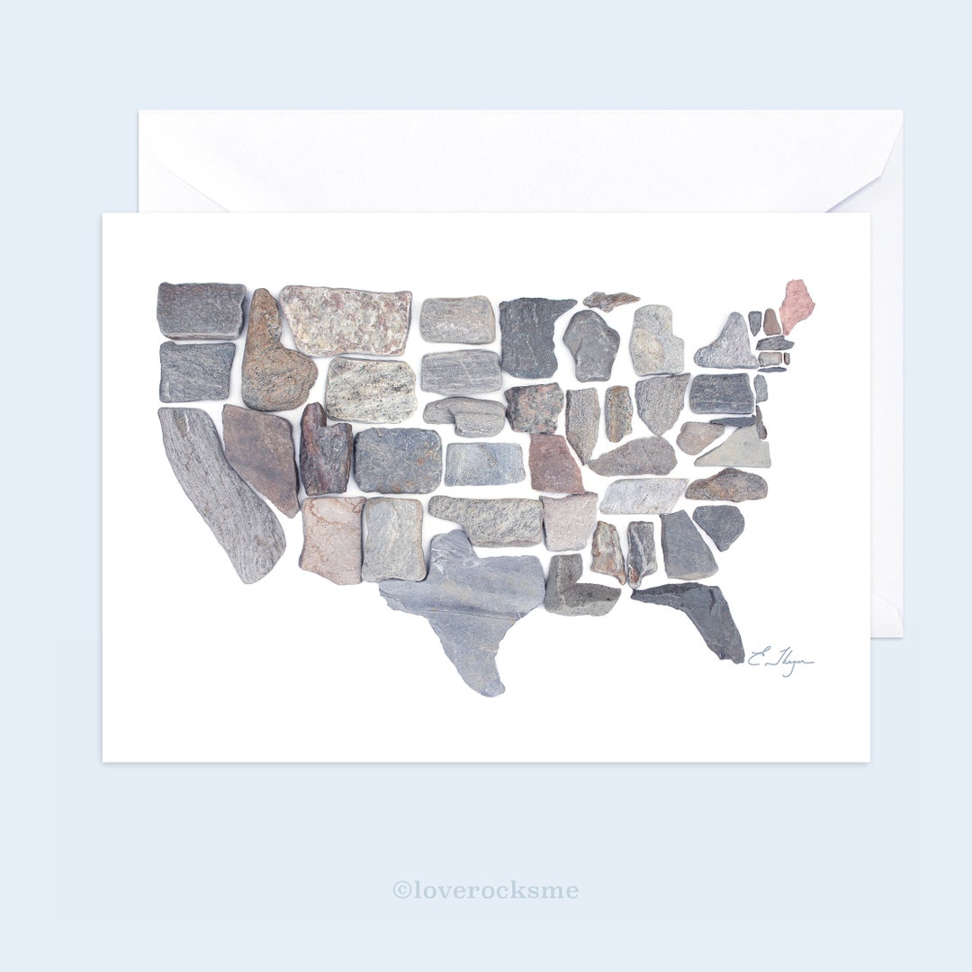 Contiguous USA Map Card, US States Art, Patriotic Stationary - Etsy