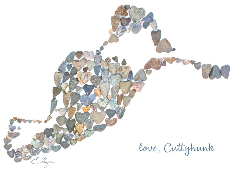 Cuttyhunk Island Card, Cuttyhunk Love, Elizabeth Islands, Heart Rock ...