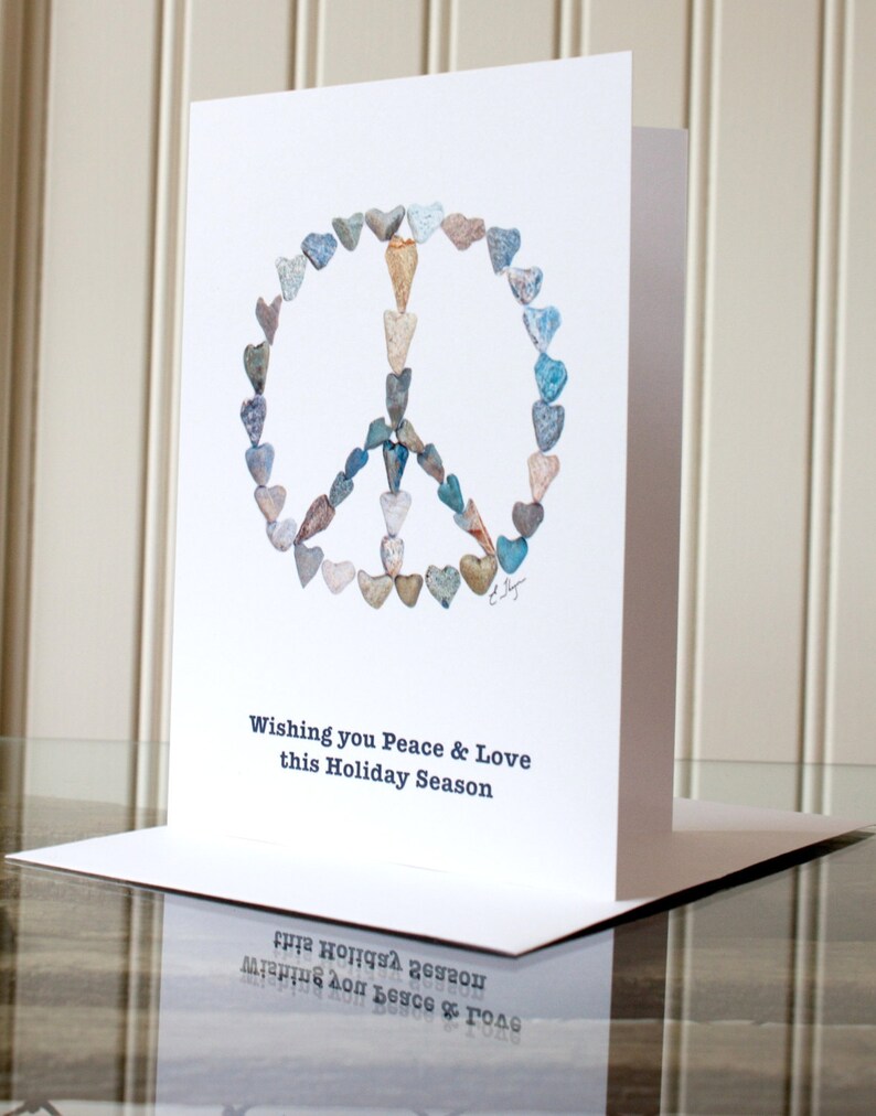 Peace Sign Holiday Card Peace and Love Card | Etsy