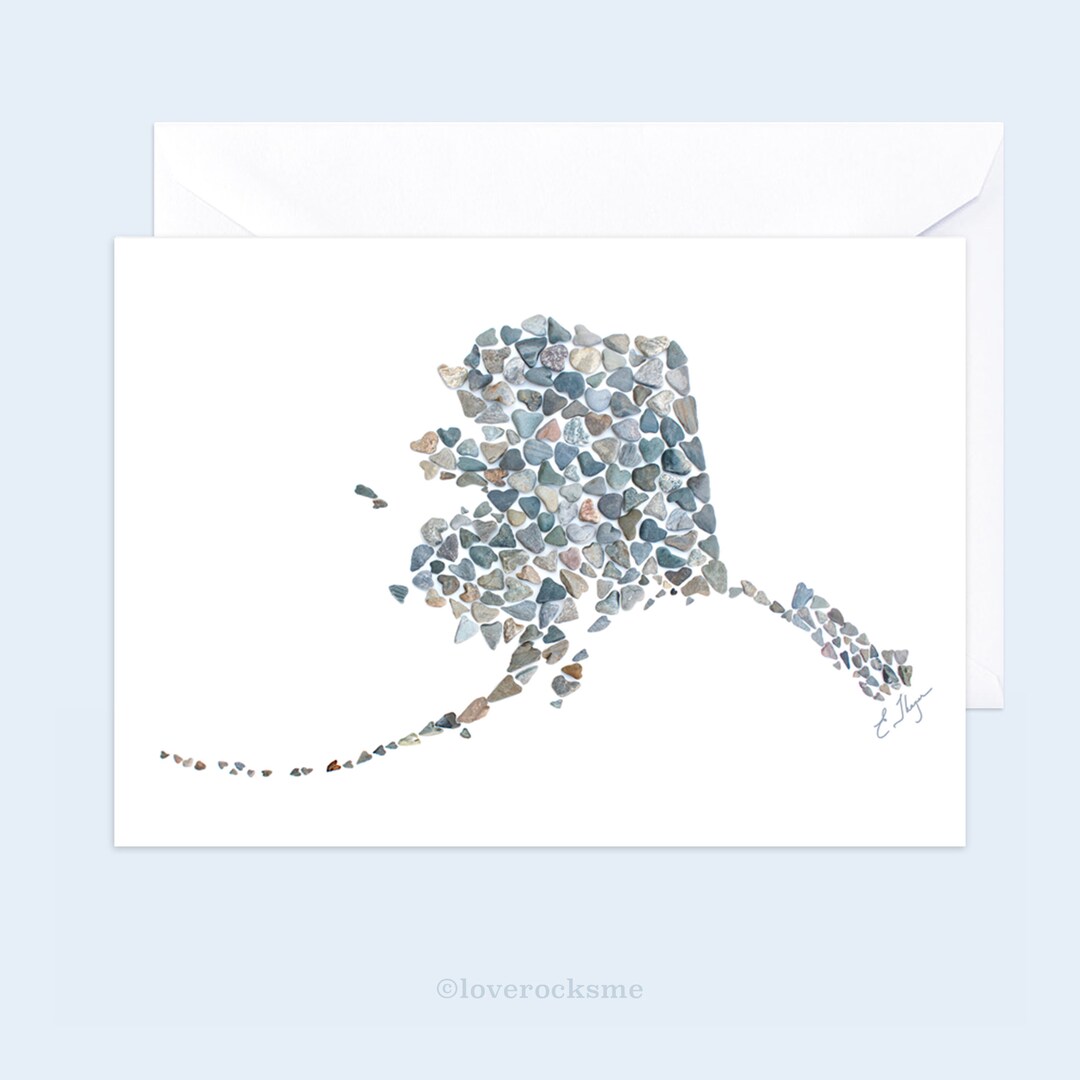 Alaska Map Card, Alaska Map Art, Alaska Lover Gifts, Alaska Stationary ...