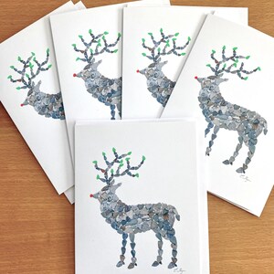 Deer Holiday Card, Deer Christmas Card, Coastal Christmas Card, Rudolph ...